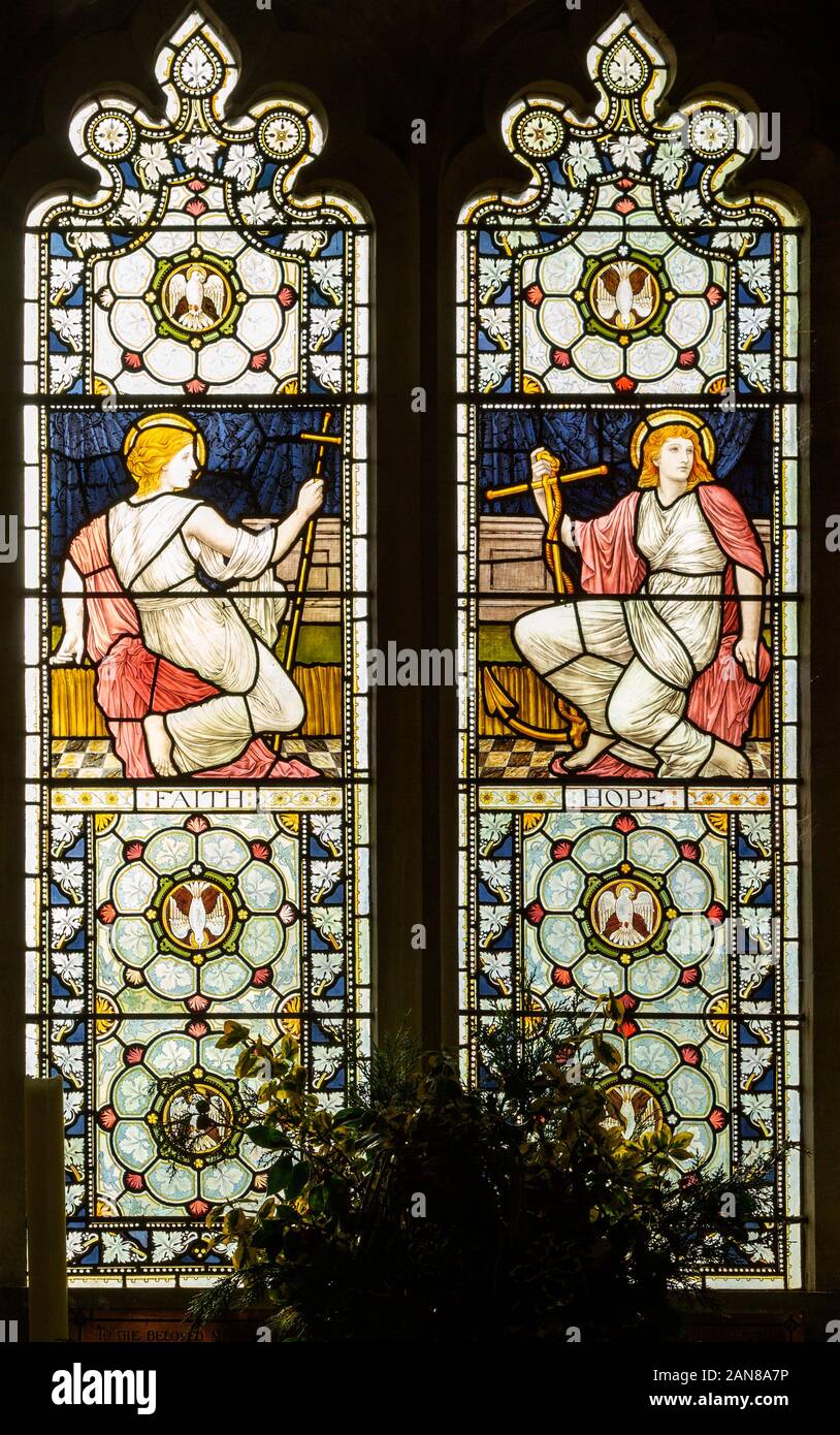 Stained glass window depicting Faith and Hope, designed by Henry ...