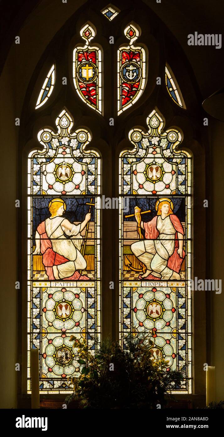 Stained glass window depicting Faith and Hope, designed by Henry ...