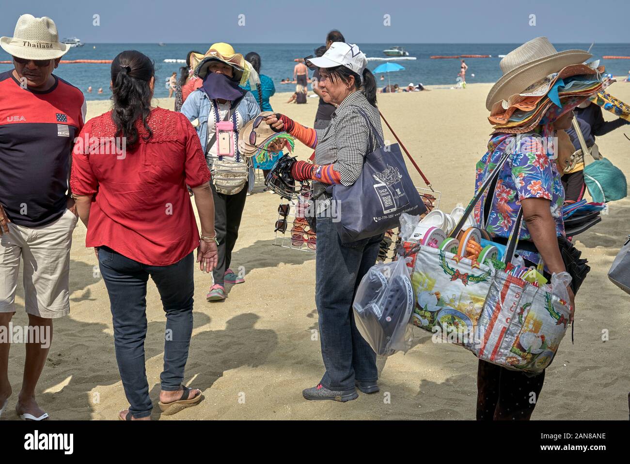 Thailand beach vendors touting goods to tourists. Southeast Asia Stock ...