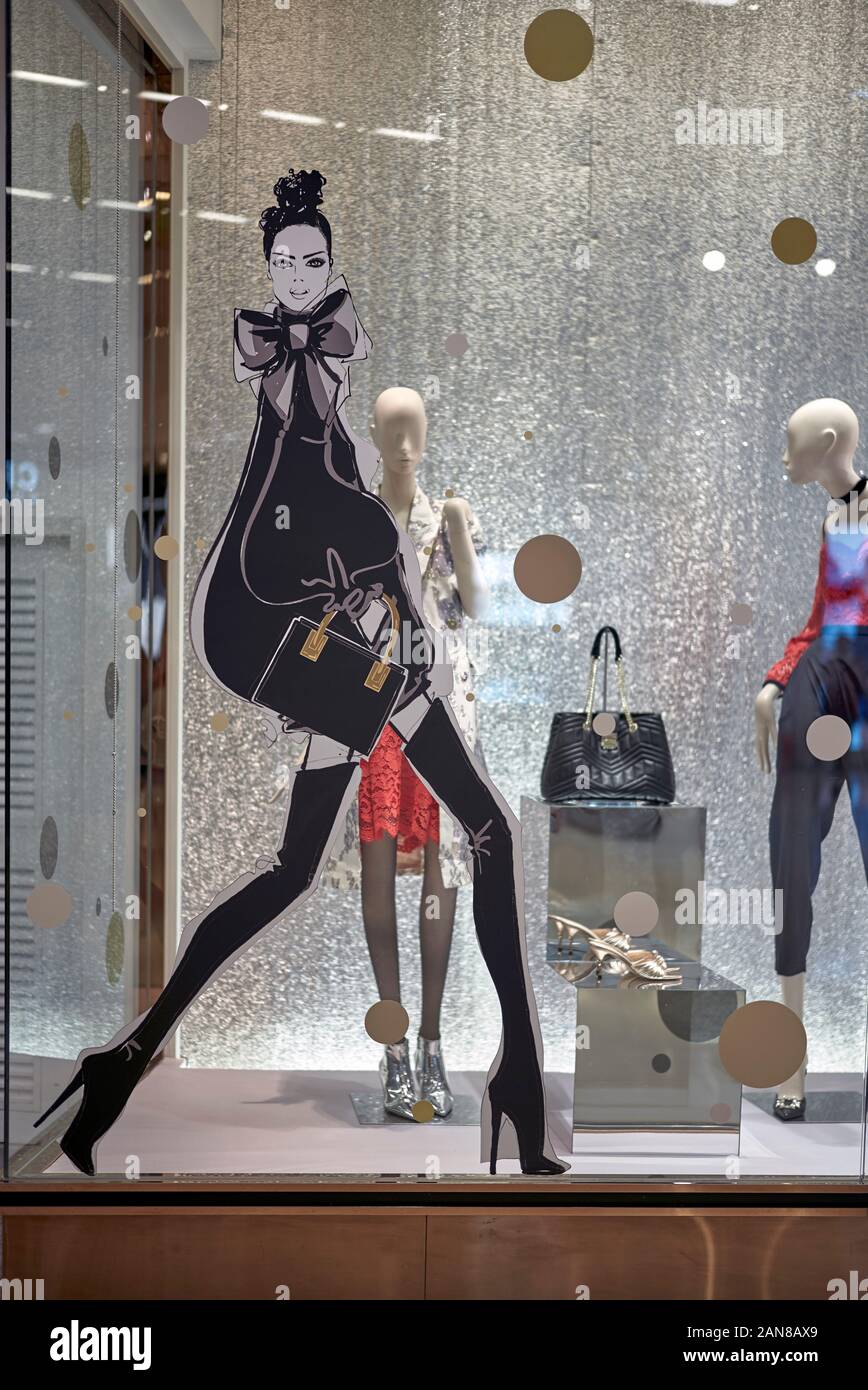 Fashion window display and artwork of a female clothing shop Stock ...