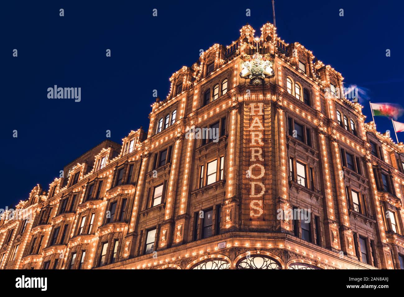 LONDON - DECEMBER 18, 2019: Harrods London department store shop at ...