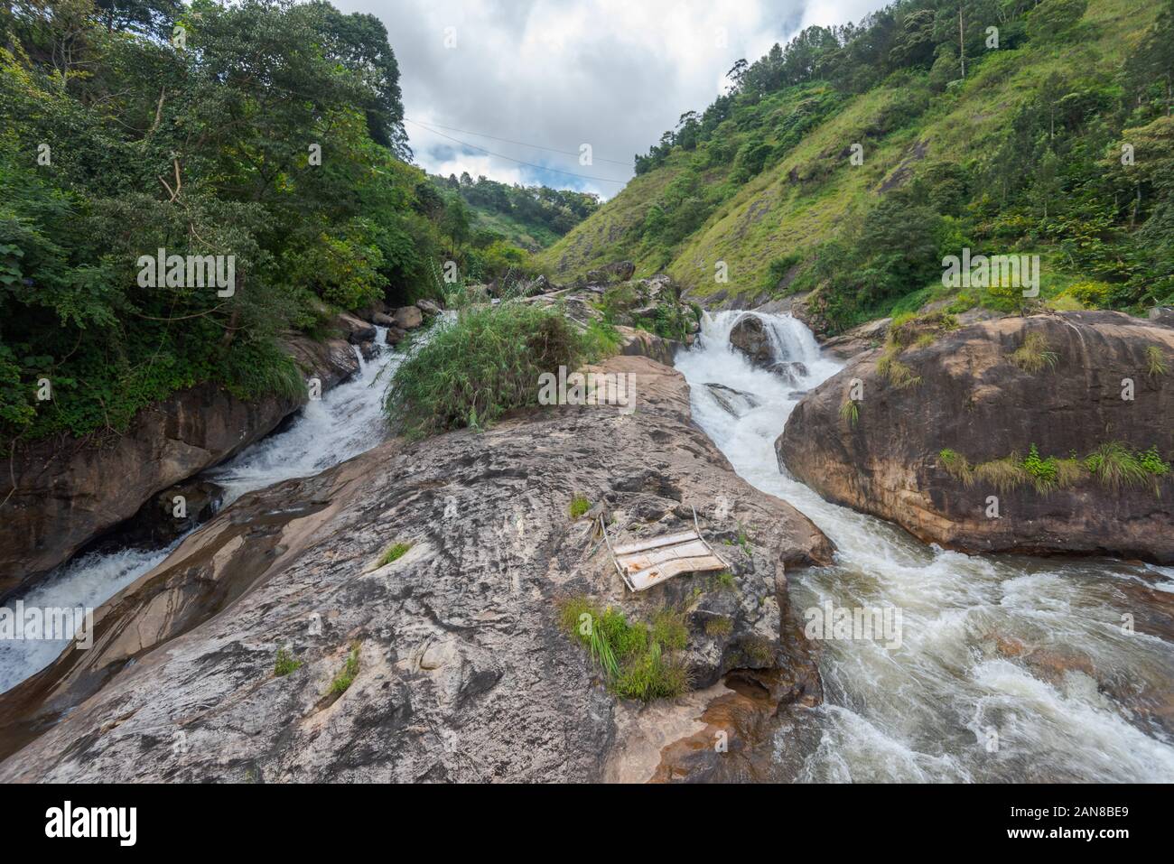 Atukkad Waterfalls near Munnar in Kerala, South India on cloudy day in ...