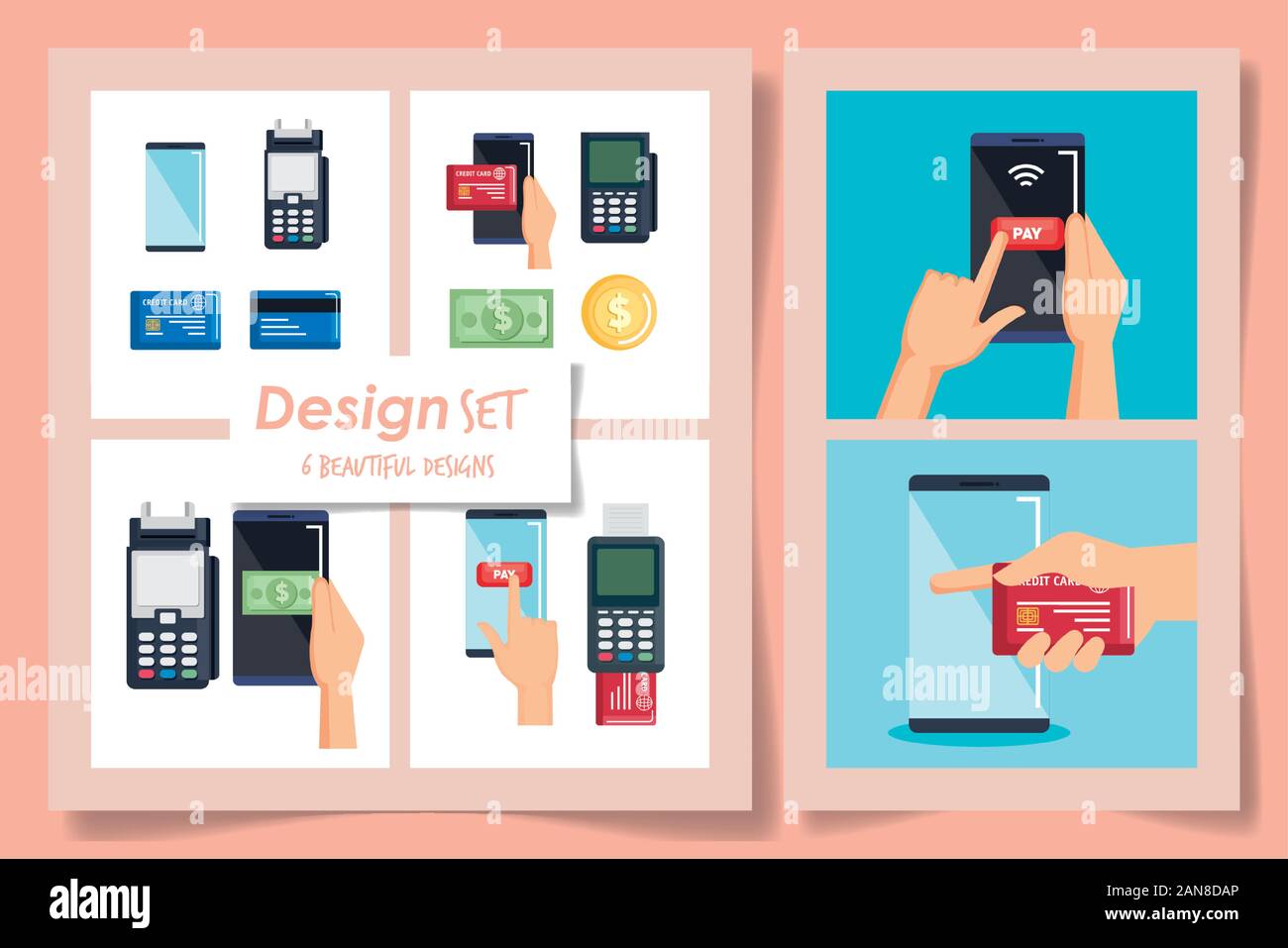 six designs of nfc technology and icons Stock Vector Image & Art - Alamy