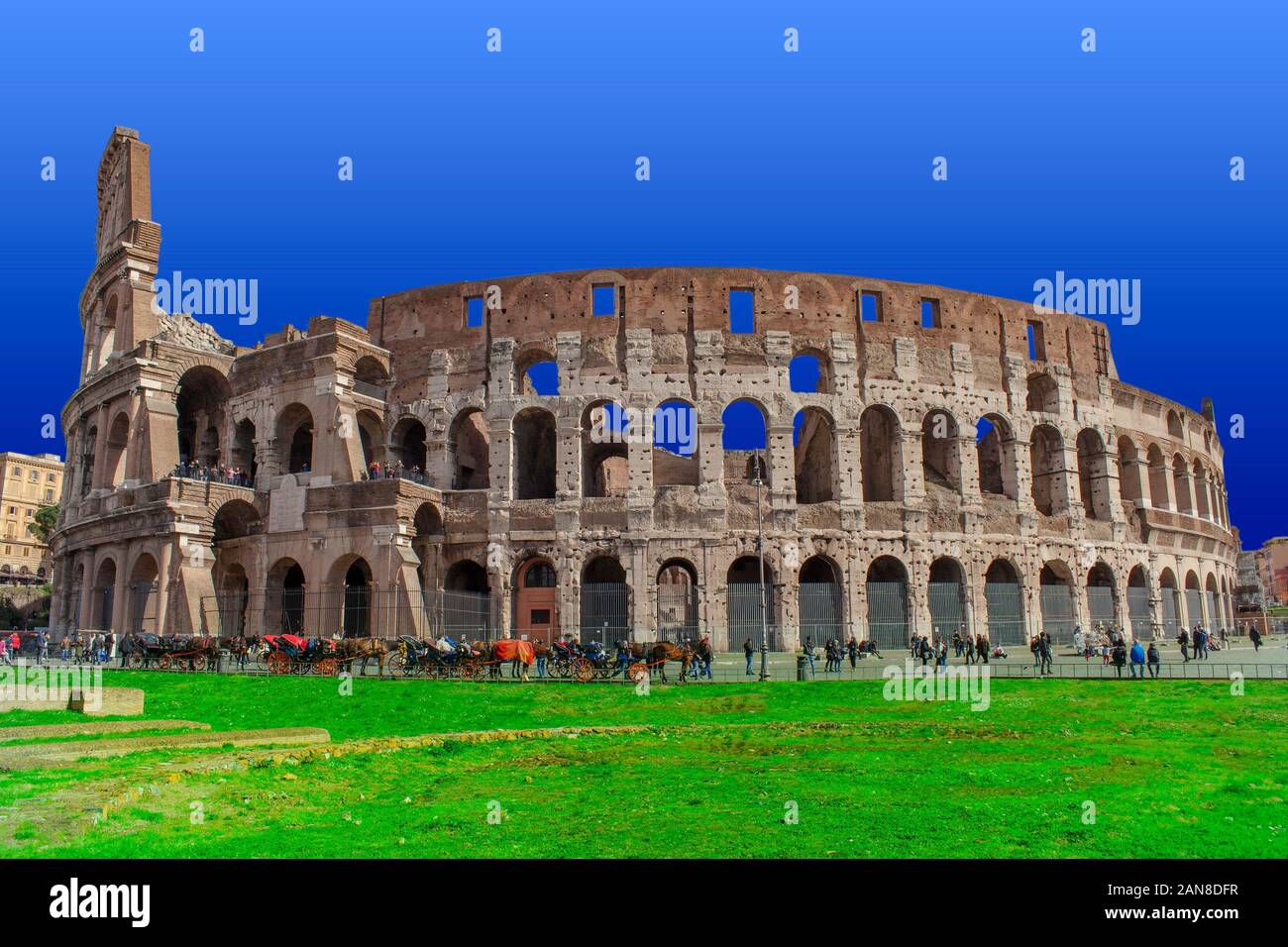 Colosseum building in Rome city. Italy. blue sky Stock Photo - Alamy