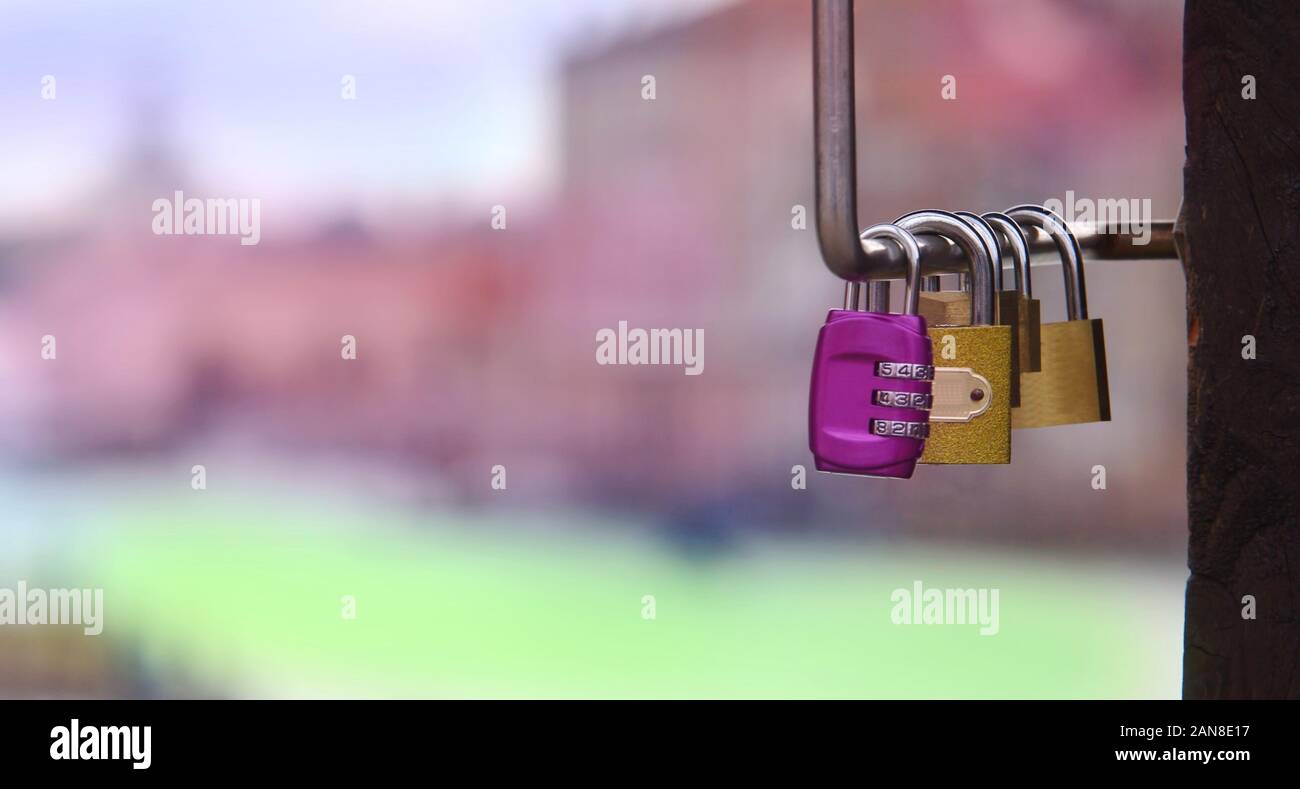 traditional romantic love locks on a bridge Stock Photo - Alamy