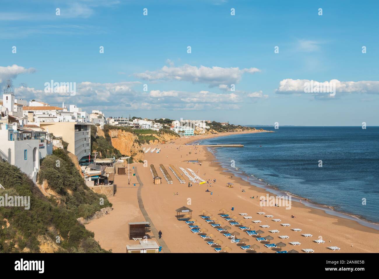 Albufeira, Portugal - May 3, 2018: High view of the city beaches in a ...