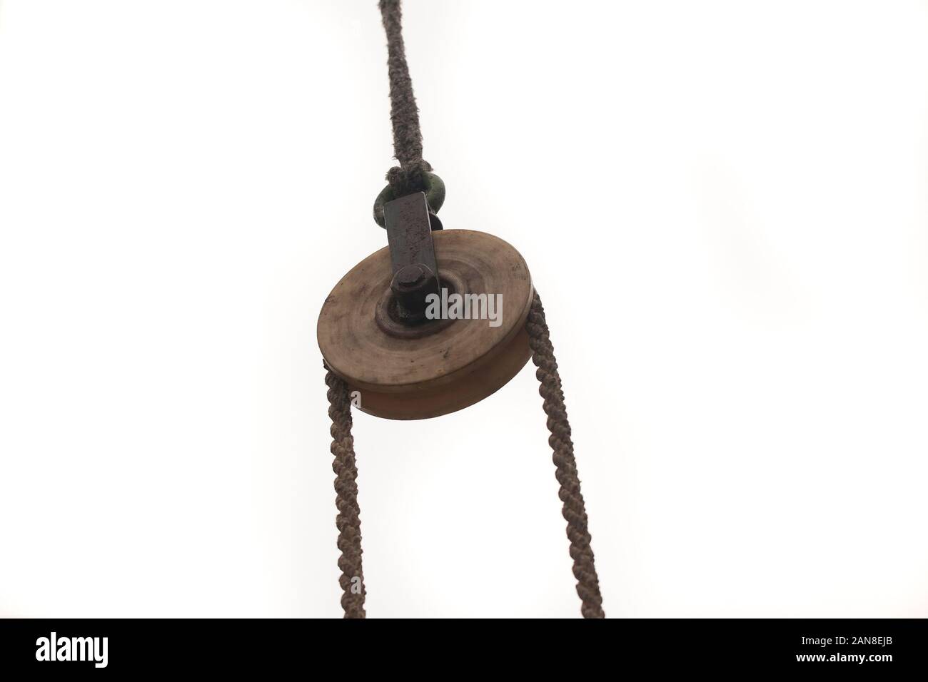 manual pulley with rope for construction isolated on white Stock Photo ...