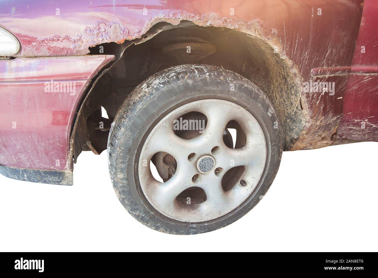 car rust in detail. wheel isolated on white background Stock Photo - Alamy