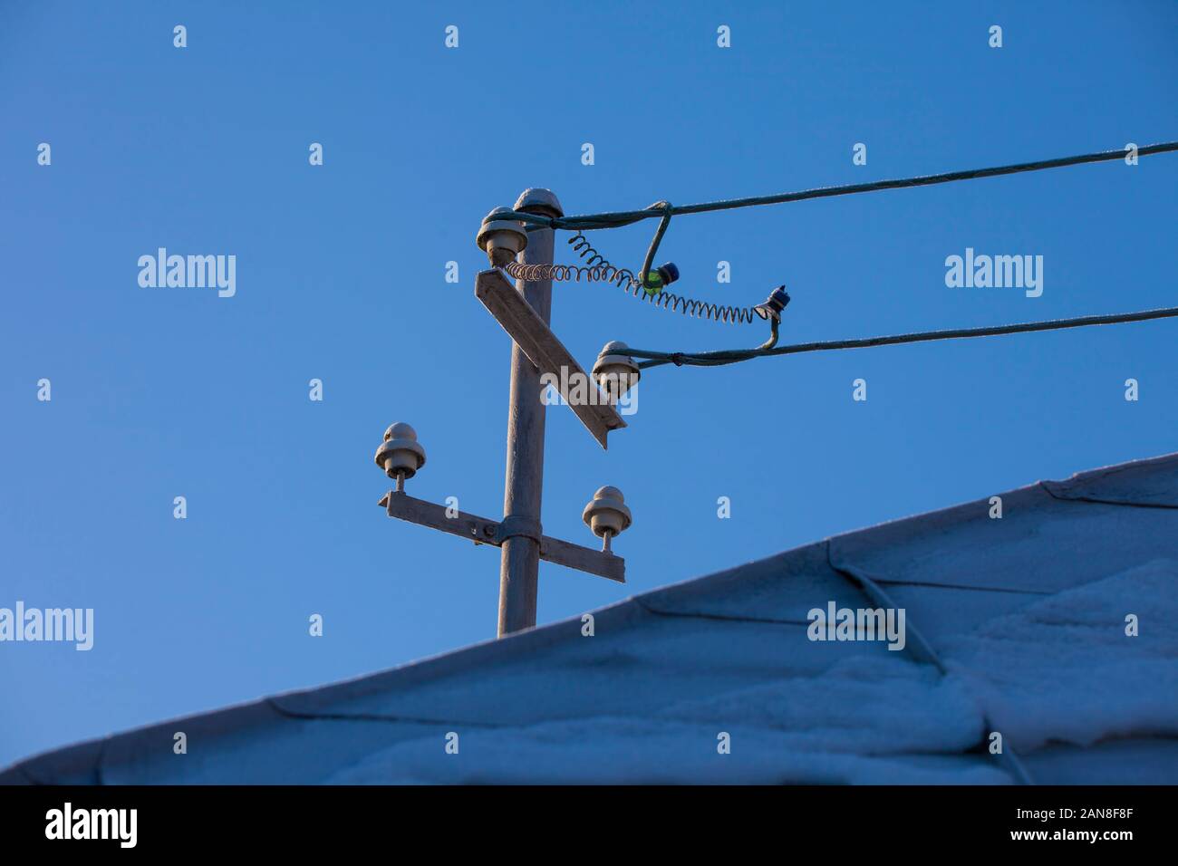 Old roof electric pole hi-res stock photography and images - Alamy