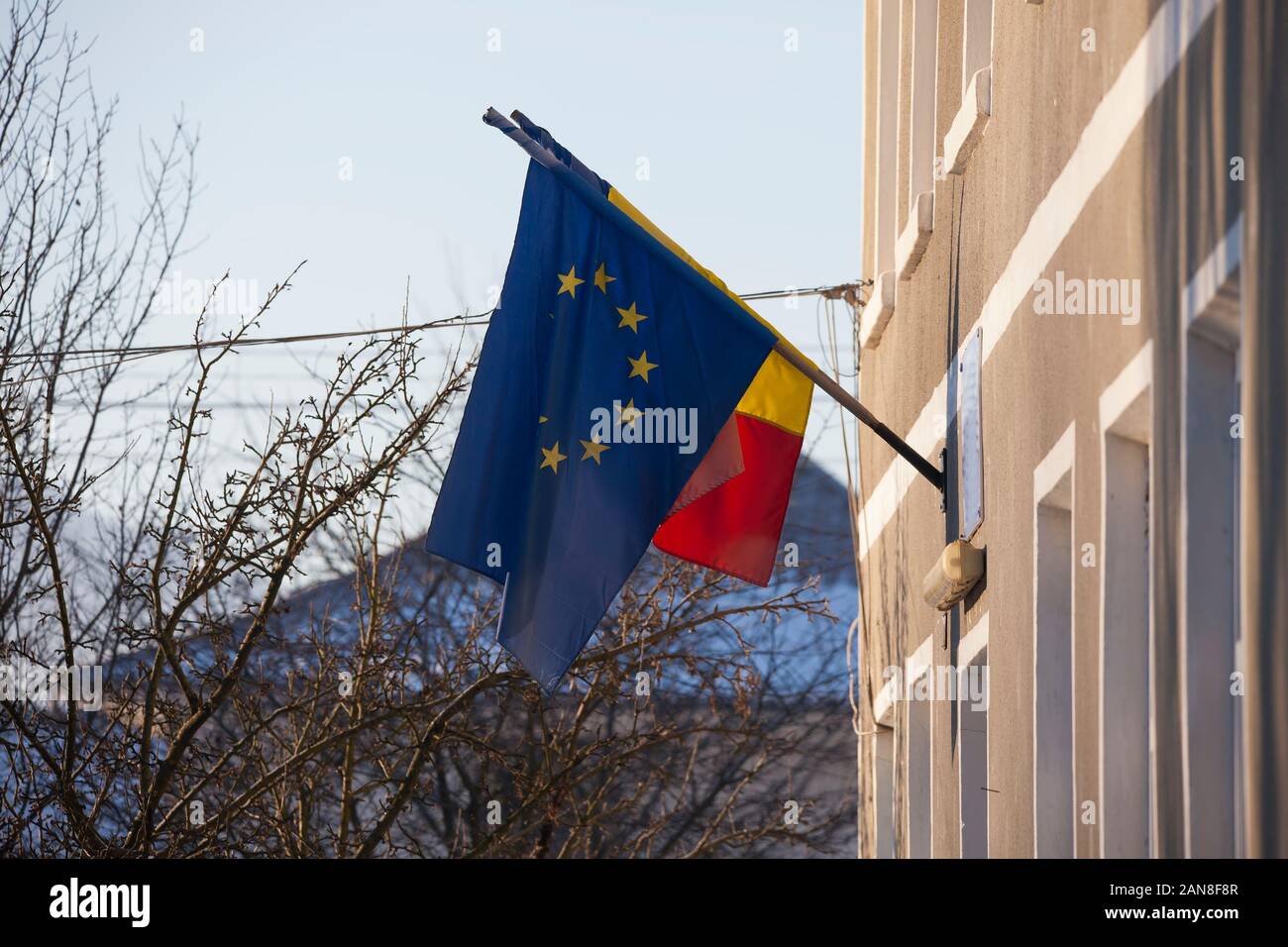 European Union flag on a building Stock Photo - Alamy