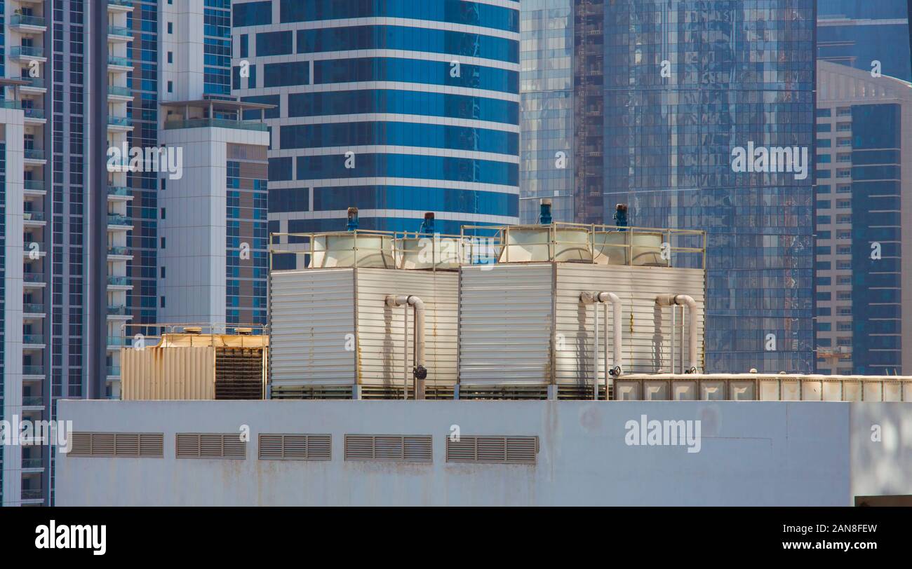 industrial air conditioning units in the city Stock Photo - Alamy