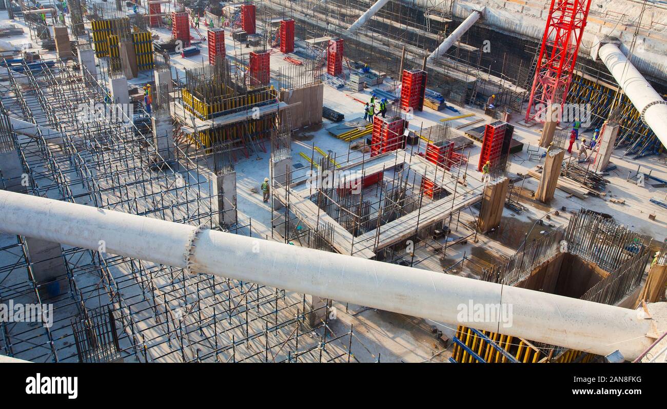 construction site for big building foundation Stock Photo - Alamy