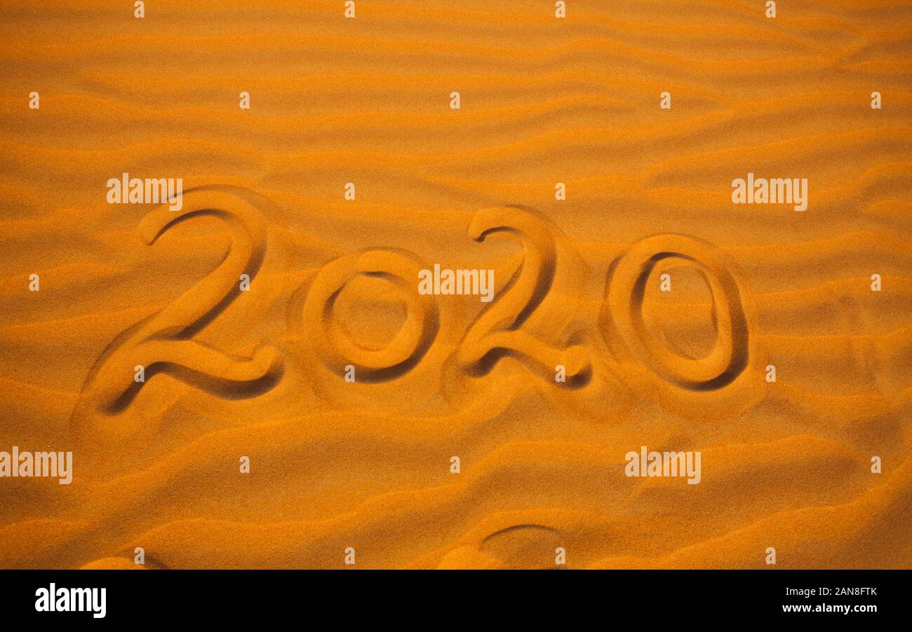 2020 written in sand hi-res stock photography and images - Alamy