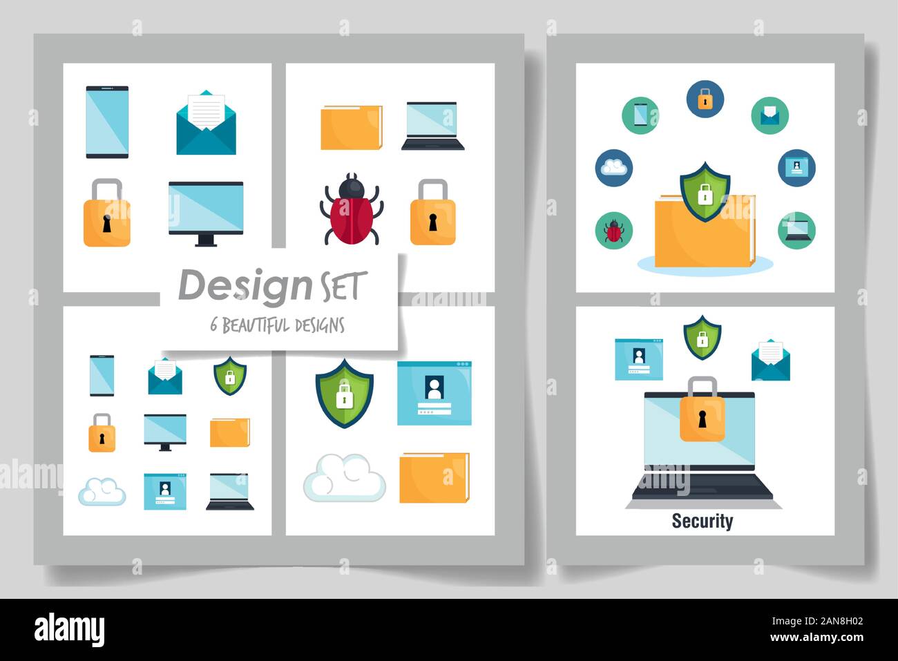 Six designs of security system and warning Stock Vector Image & Art - Alamy