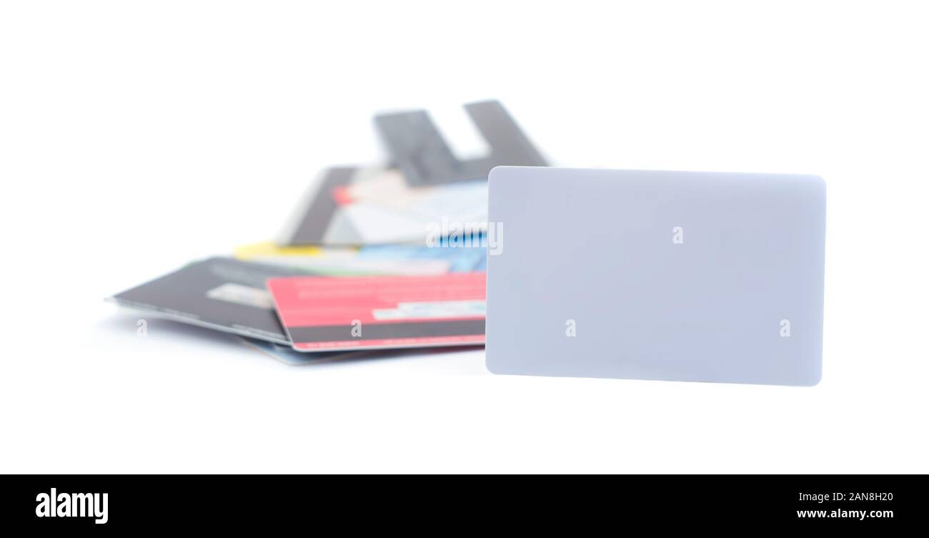 credit cards and board with white background Stock Photo - Alamy