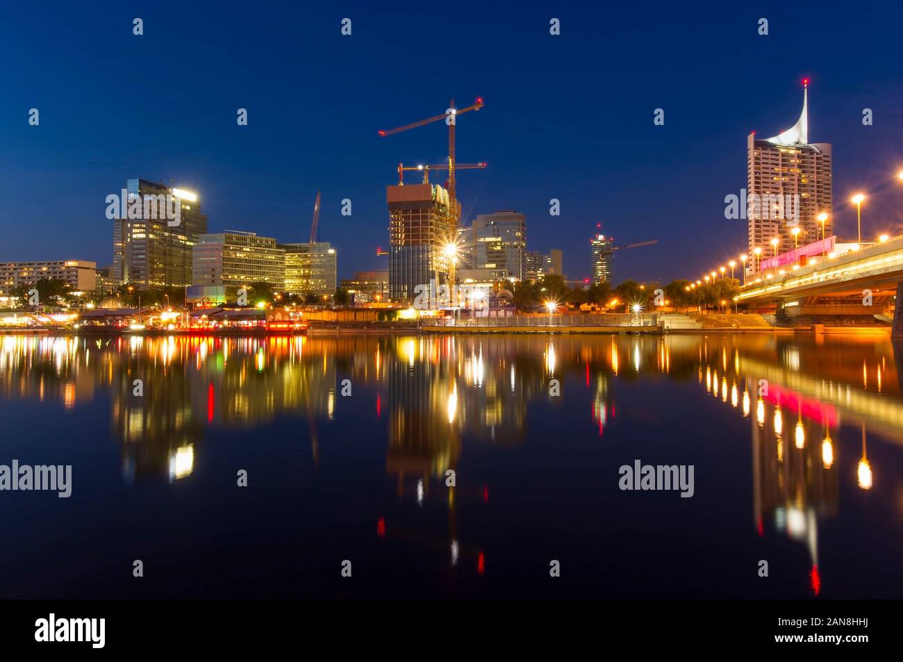 Vienna city and Danube river, night cityscape from 2011 Stock Photo - Alamy