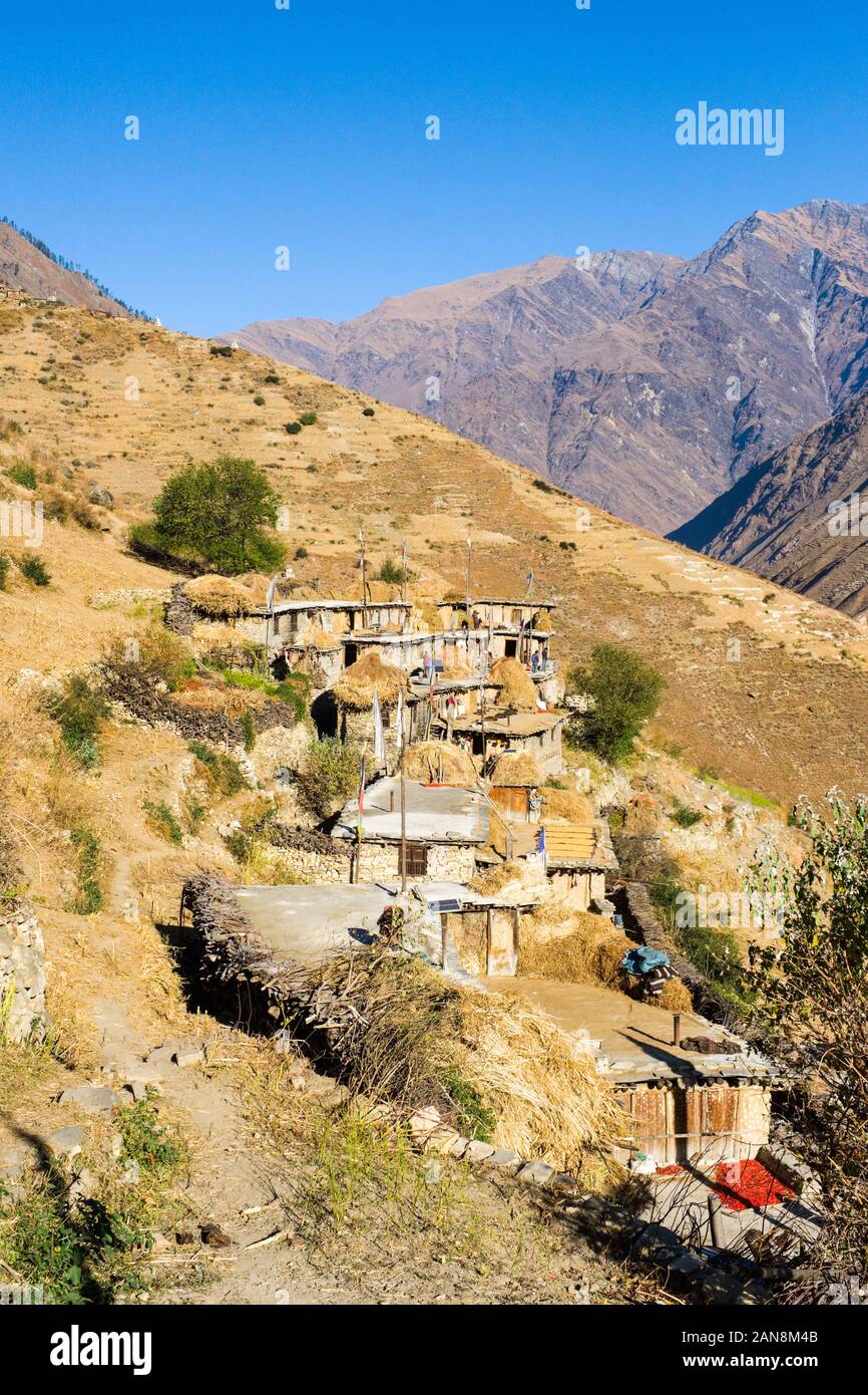 Ethnically Tibetan village of Tarakot in the Dolpo region of Western ...