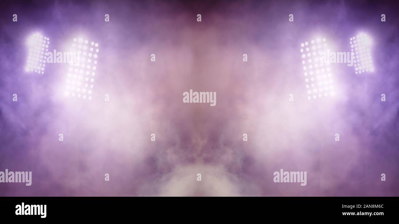 soccer stadium lights reflectors with smoke. football field Stock Photo ...