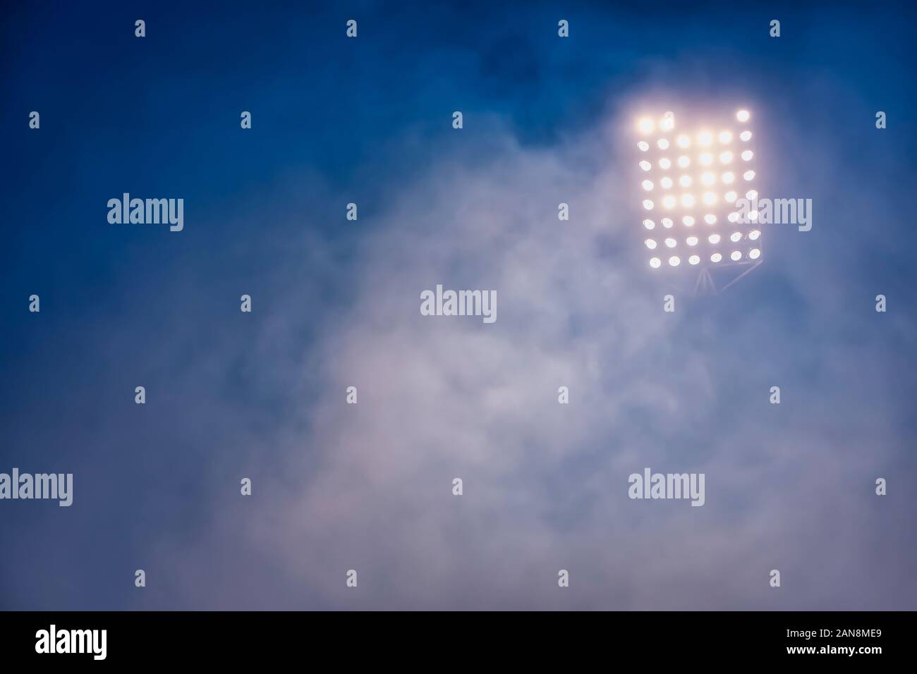 soccer stadium lights reflectors with smoke. football field Stock Photo ...