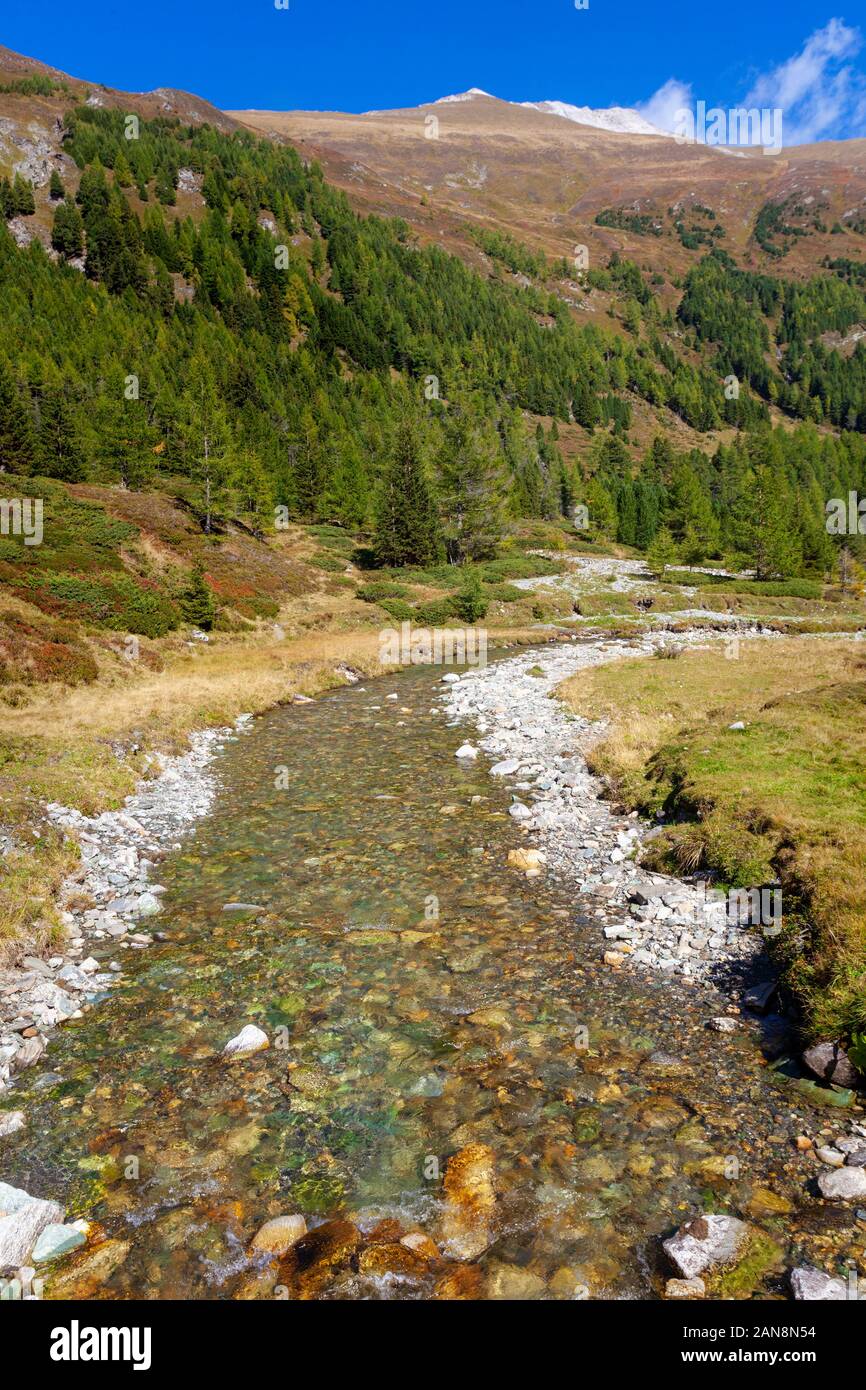 The upper course of the Mur (Mura) River in Austrian Alps Stock Photo ...