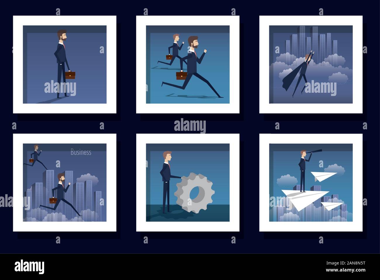 Corporate businessmen inside frames set vector design Stock Vector ...