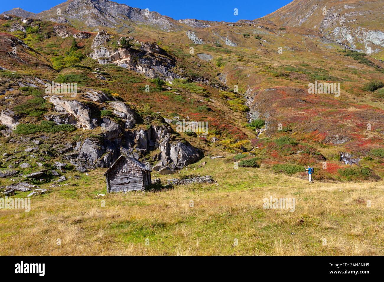 Traditional wooden house in Austrian Alps Stock Photo - Alamy