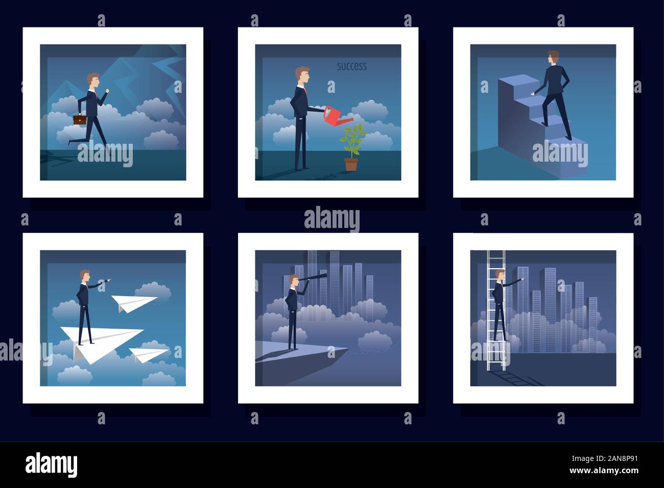 Corporate businessmen inside frames set vector design Stock Vector ...