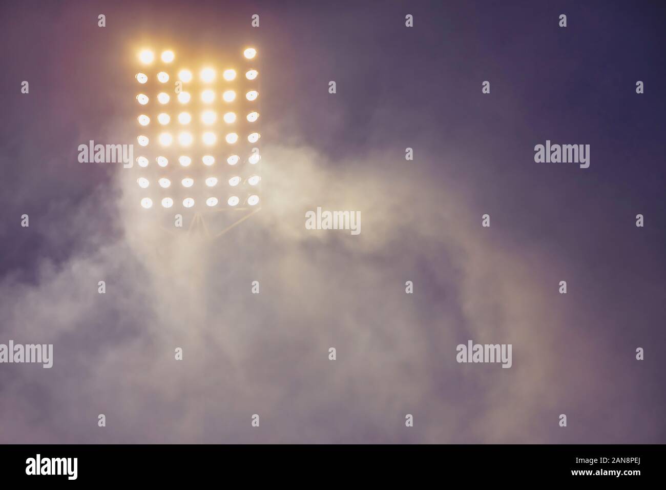 soccer stadium lights reflectors with smoke. football field Stock Photo ...