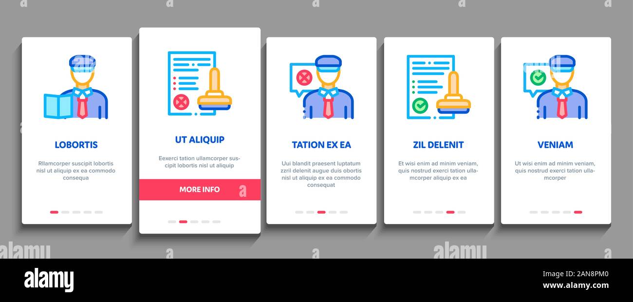 Passport Control Check Onboarding Elements Icons Set Vector Stock Vector Image And Art Alamy