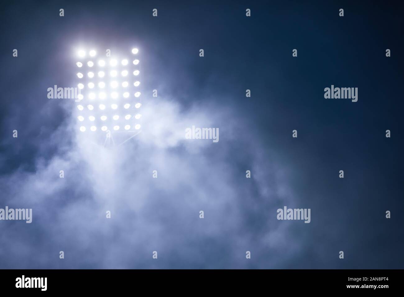 soccer stadium lights reflectors with smoke. football field Stock Photo ...