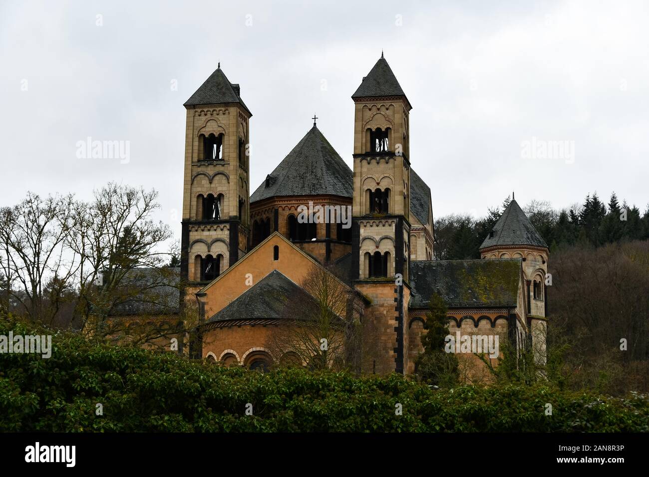 The Benedictine monastery Maria Laach on a cold winter day Stock Photo ...