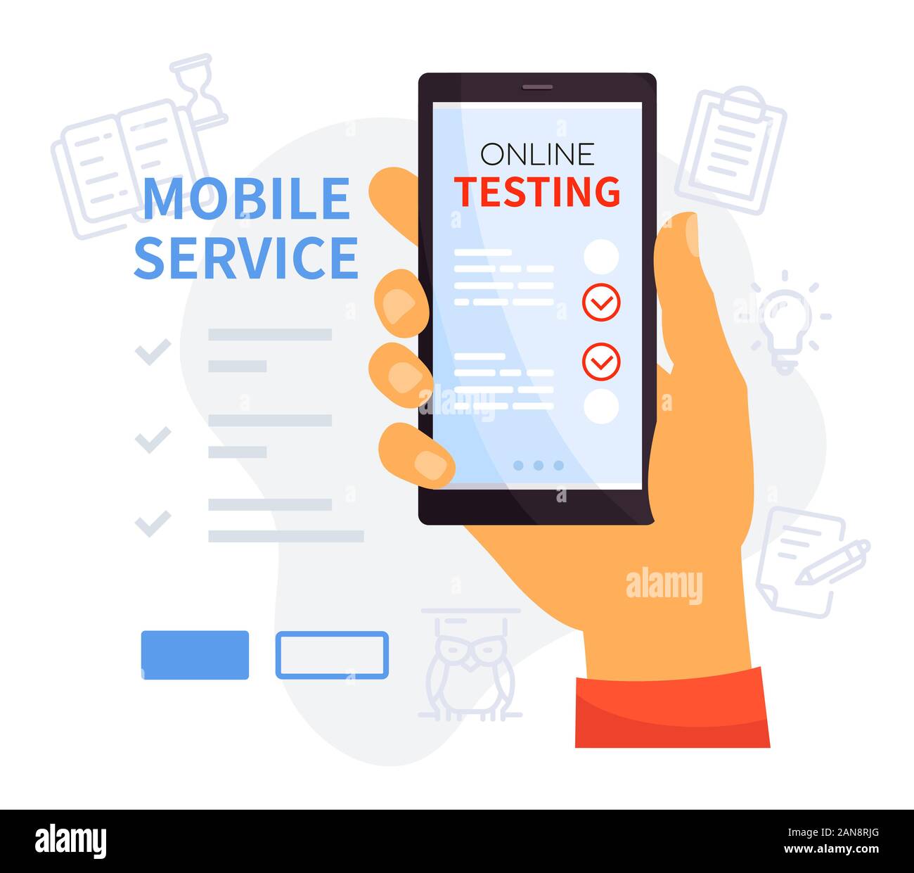 Online testing mobile service - colorful vector illustration Stock ...
