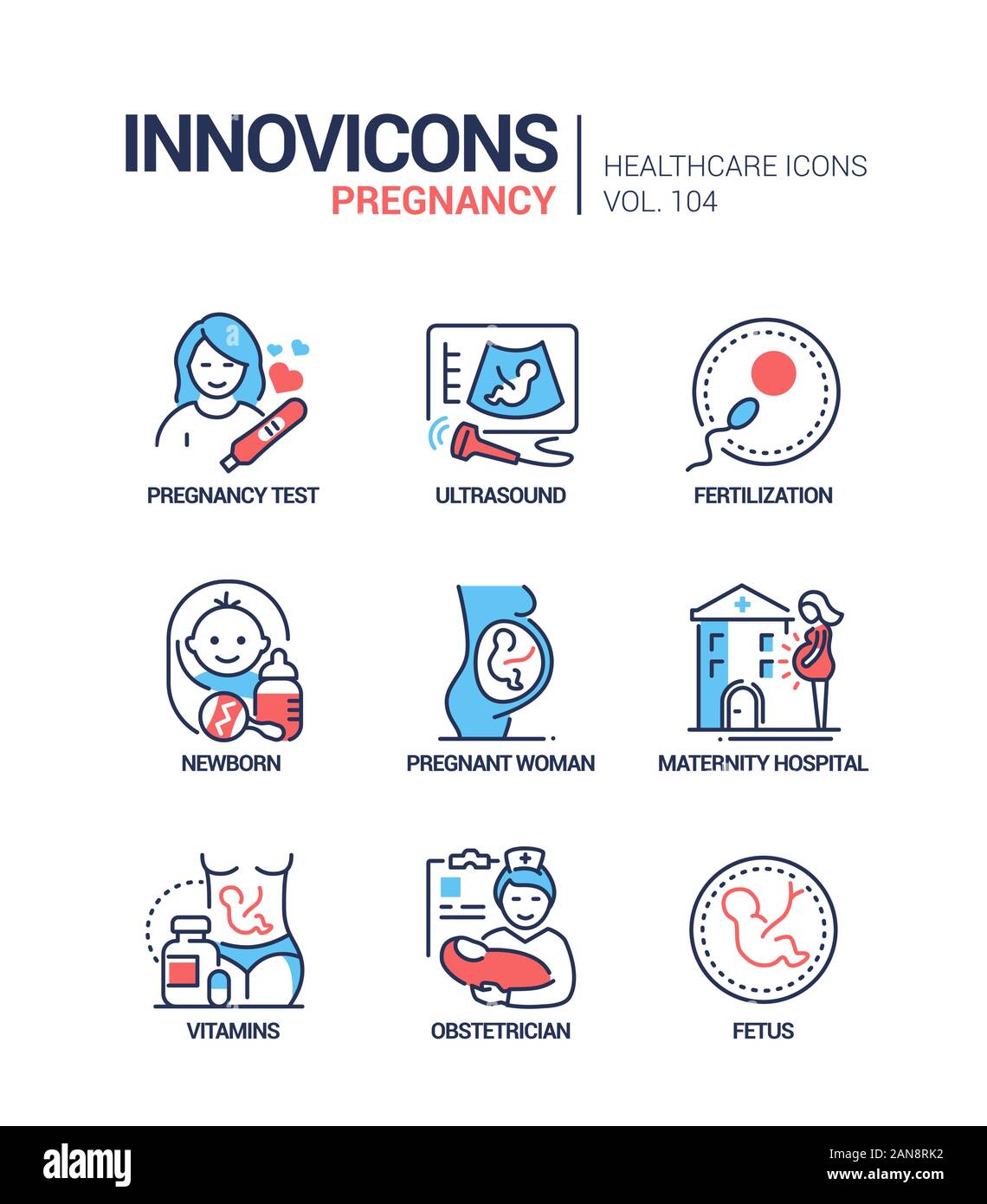 Pregnancy - vector line design style icons set Stock Vector Image & Art ...