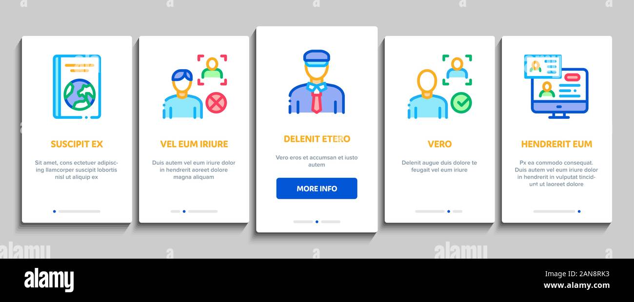 Passport Control Check Onboarding Elements Icons Set Vector Stock Vector Image And Art Alamy