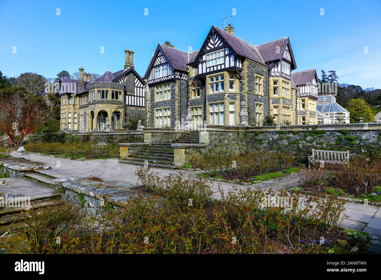 Bodnant Hall, Bodnant Gardens, Tal-y-Cafn, Conwy, Wales, UK Stock Photo ...