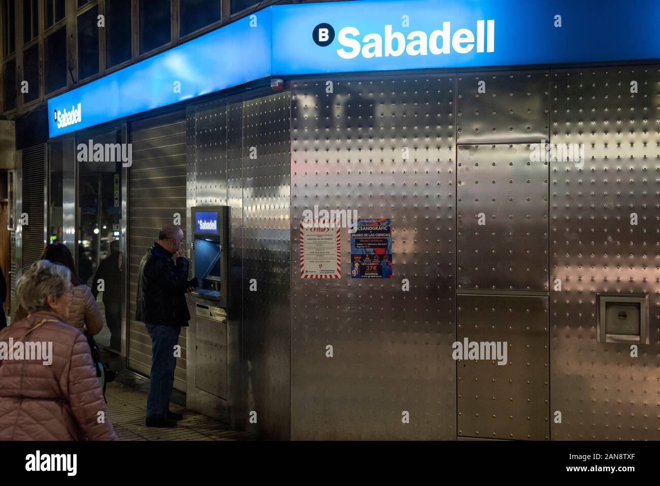 Fifth-largest Spanish banking group Sabadell branch and logo seen in ...