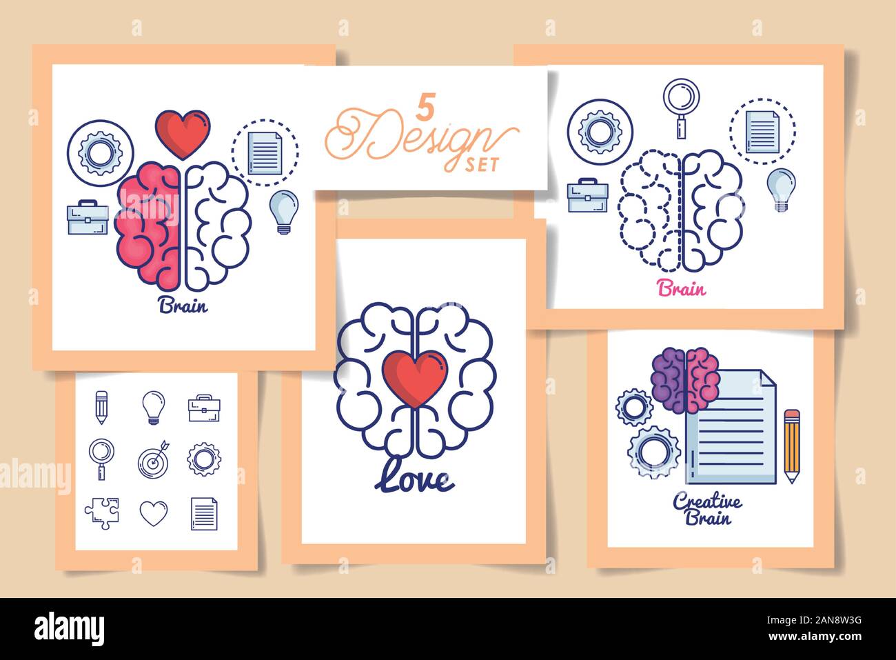 Five designs of human brains and idea icons Stock Vector Image & Art ...