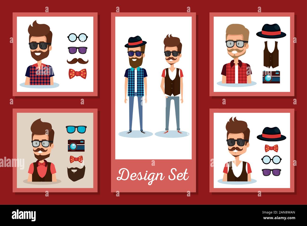 Hipsters men frames set vector design Stock Vector Image & Art - Alamy
