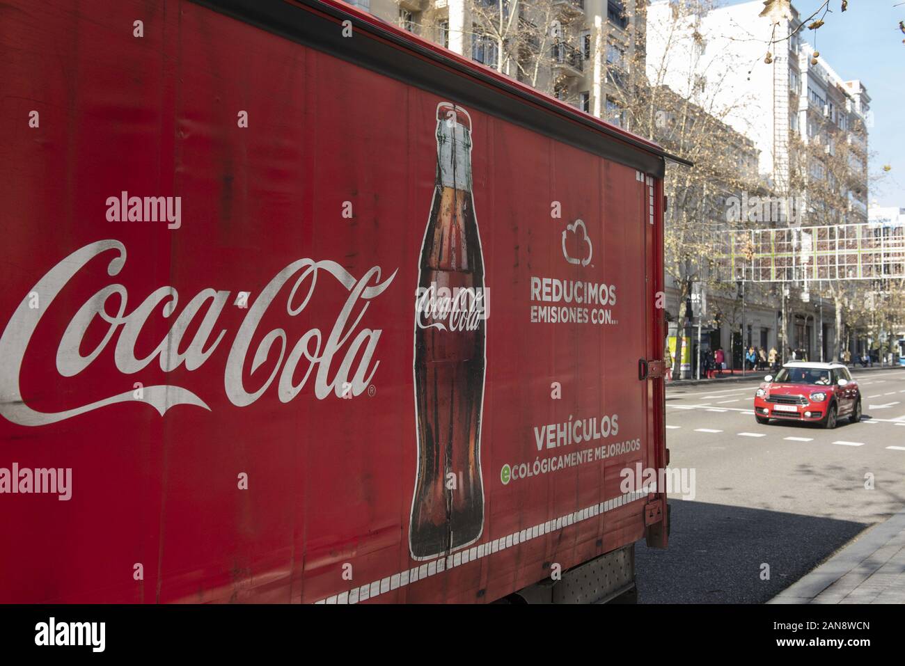 Spain. 2nd Jan, 2020. American soft drink brand Coca-Cola logo ...
