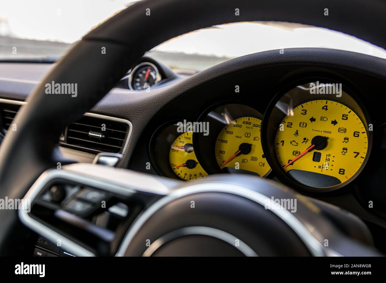 Dashboard console or Tachometer of Luxury cars Stock Photo - Alamy
