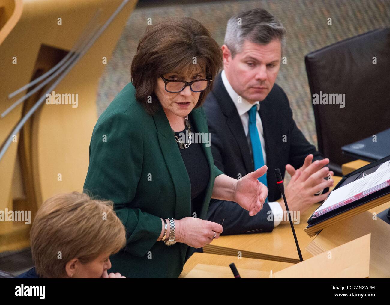 Edinburgh, UK. 16th Jan, 2020. Pictured: (left) Jeane Freeman MSP ...