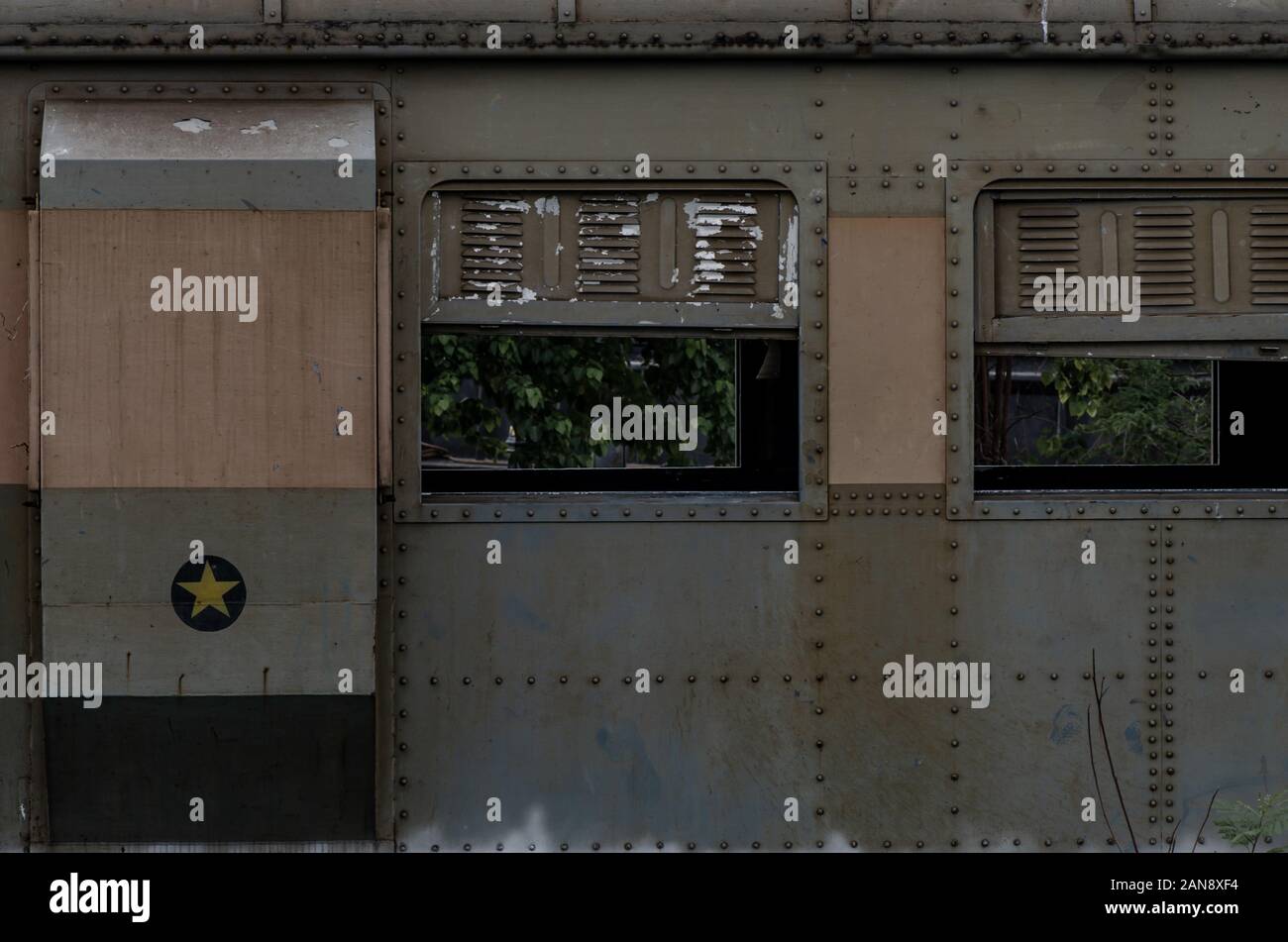 Vintage railroad container window without rusty and old color at ...
