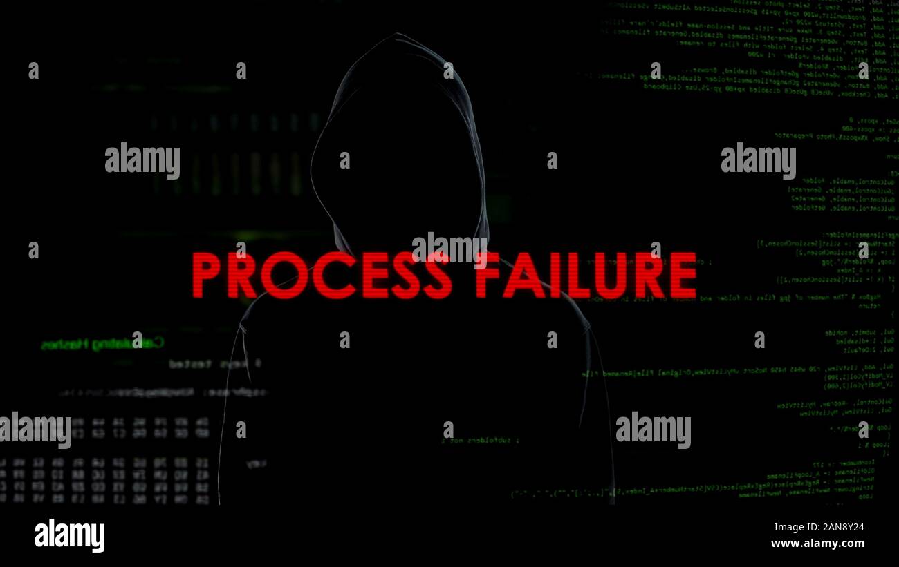 Process failure, unsuccessful program cracking, hacker on codes ...