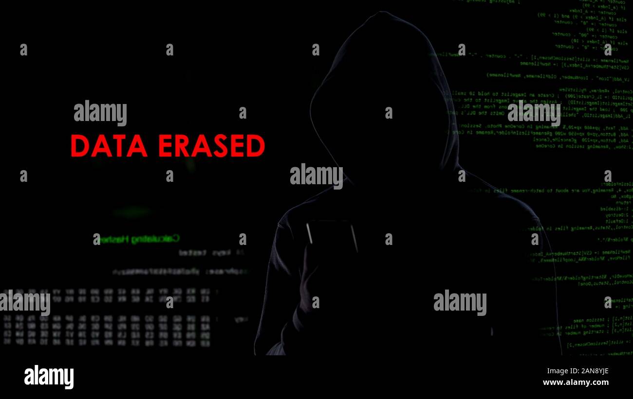 Dark face man erased data using smartphone, important information ...