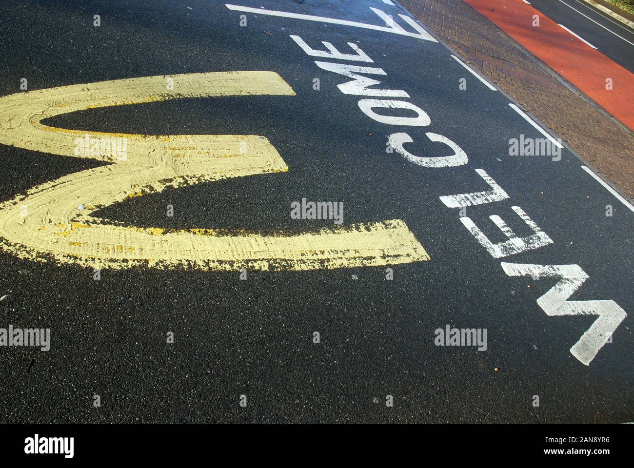 MacDonald's Welcome road sign, Portsmouth, Hampshire, Great Britain ...
