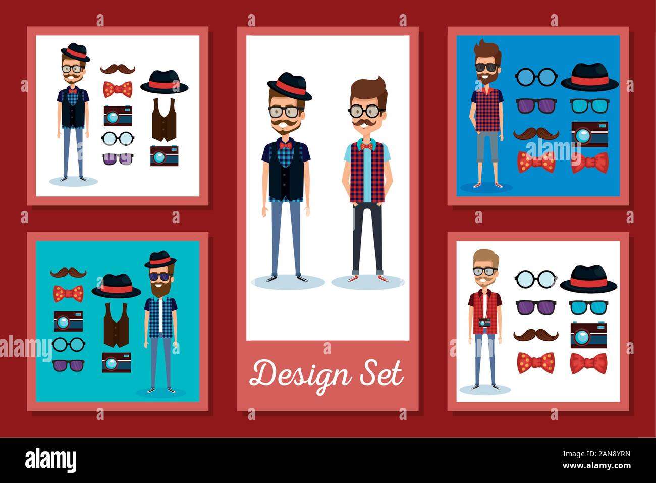 Hipsters men frames set vector design Stock Vector Image & Art - Alamy