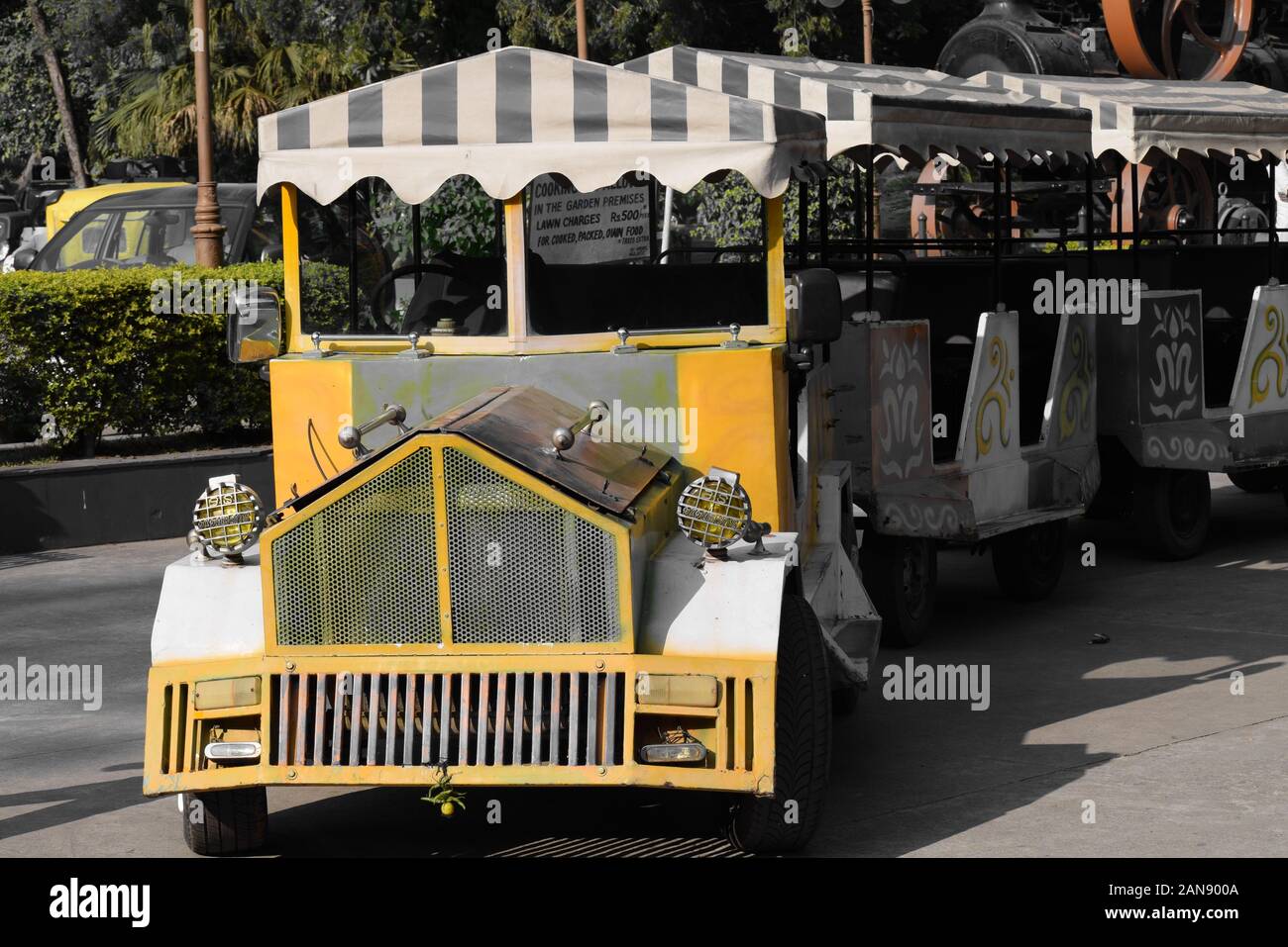 Toy train at Pinjore Garden Entrance Stock Photo - Alamy