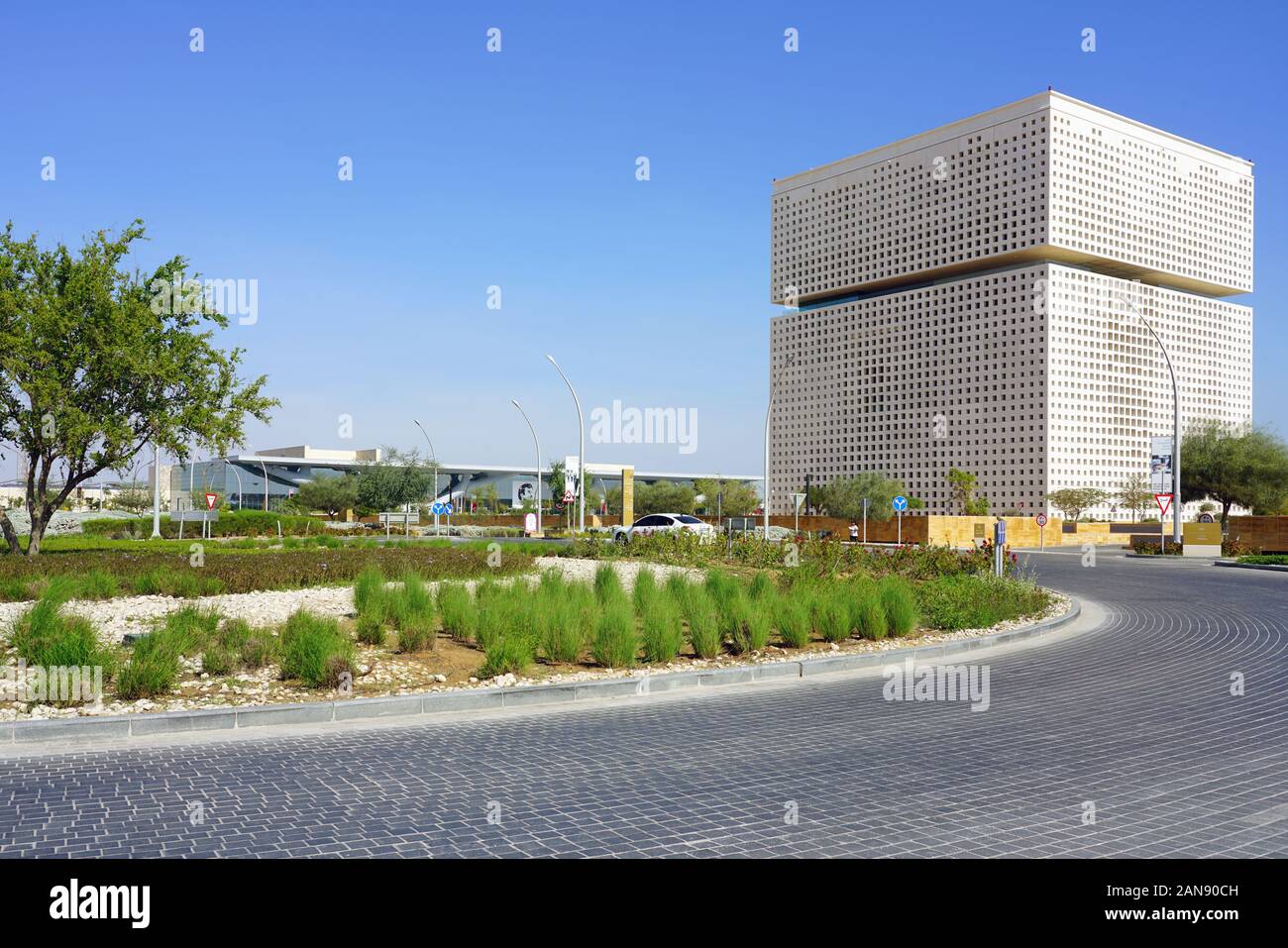 DOHA, QATAR -12 DEC 2019- View of the headquarters building of the ...