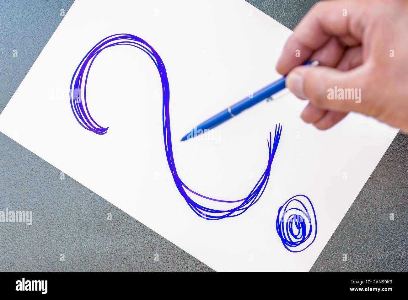 Blue question mark with a pen pointing to the question mark Stock Photo ...