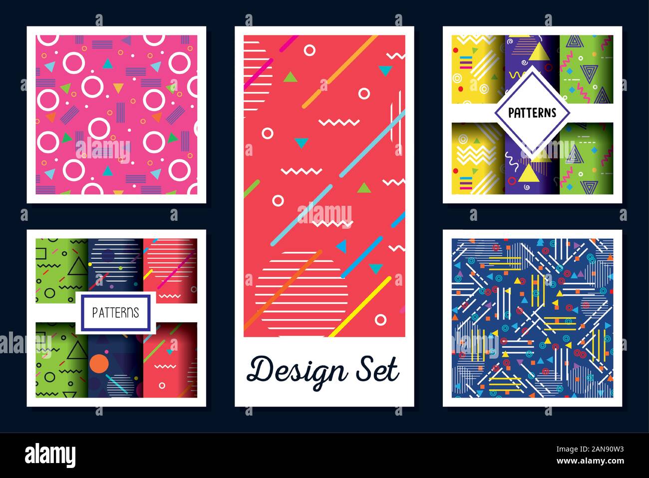 Retro and pattern backgrounds frames set vector design Stock Vector ...